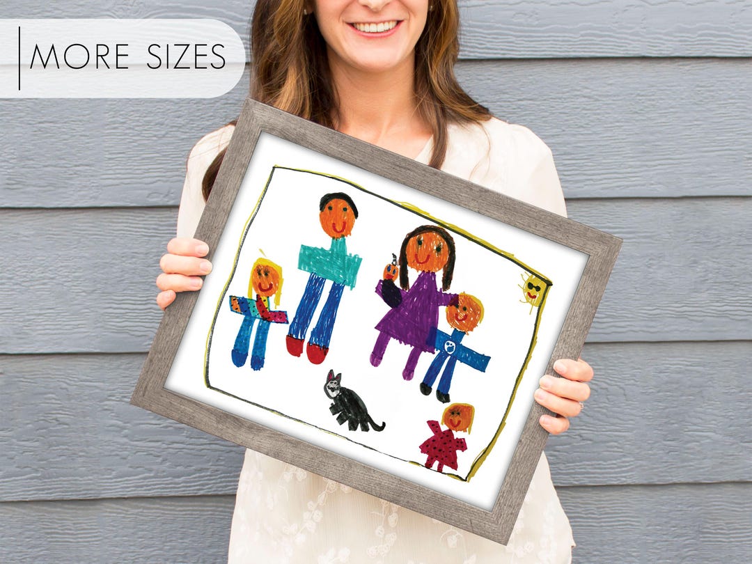 Frame With Kids Artwork, Non-glare Framed Kids Art, Actual Kids Drawing ...