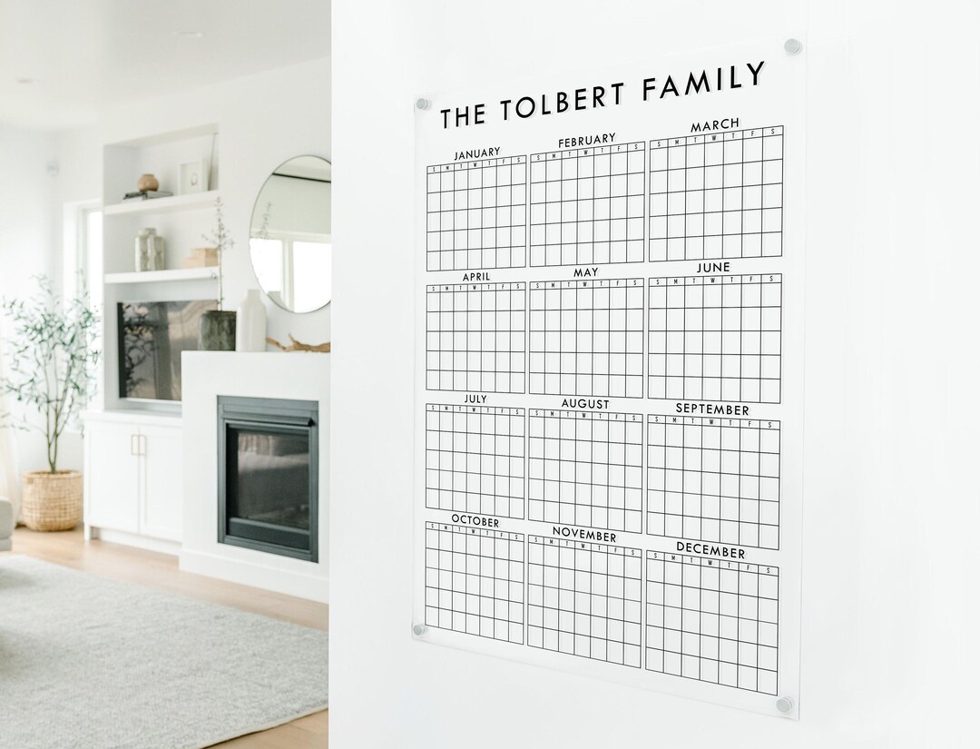 Personalized Year Wall Calendar, Vertical Yearly Calendar With ...