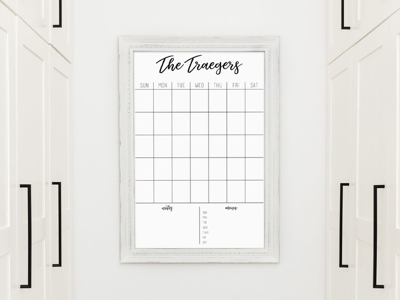 Reusable Calendar Family Name Calendar Large Wall Calendar - Etsy
