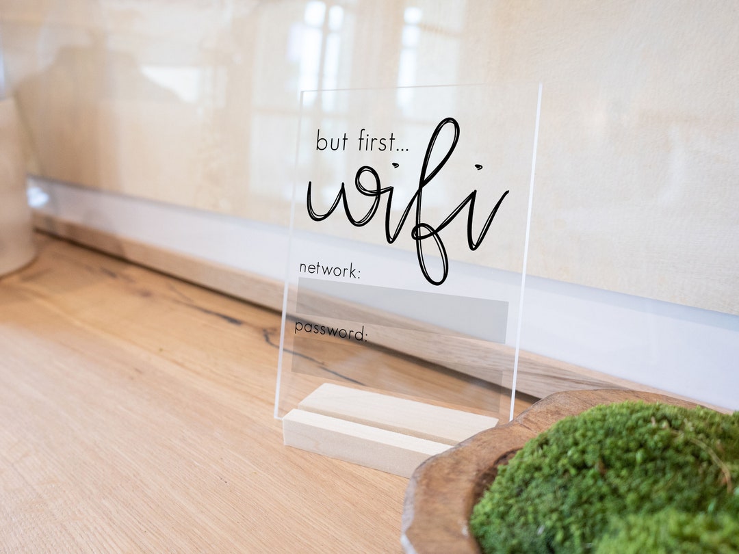 Acrylic Custom Wifi Password Sign for Guests in Home Office Business or ...