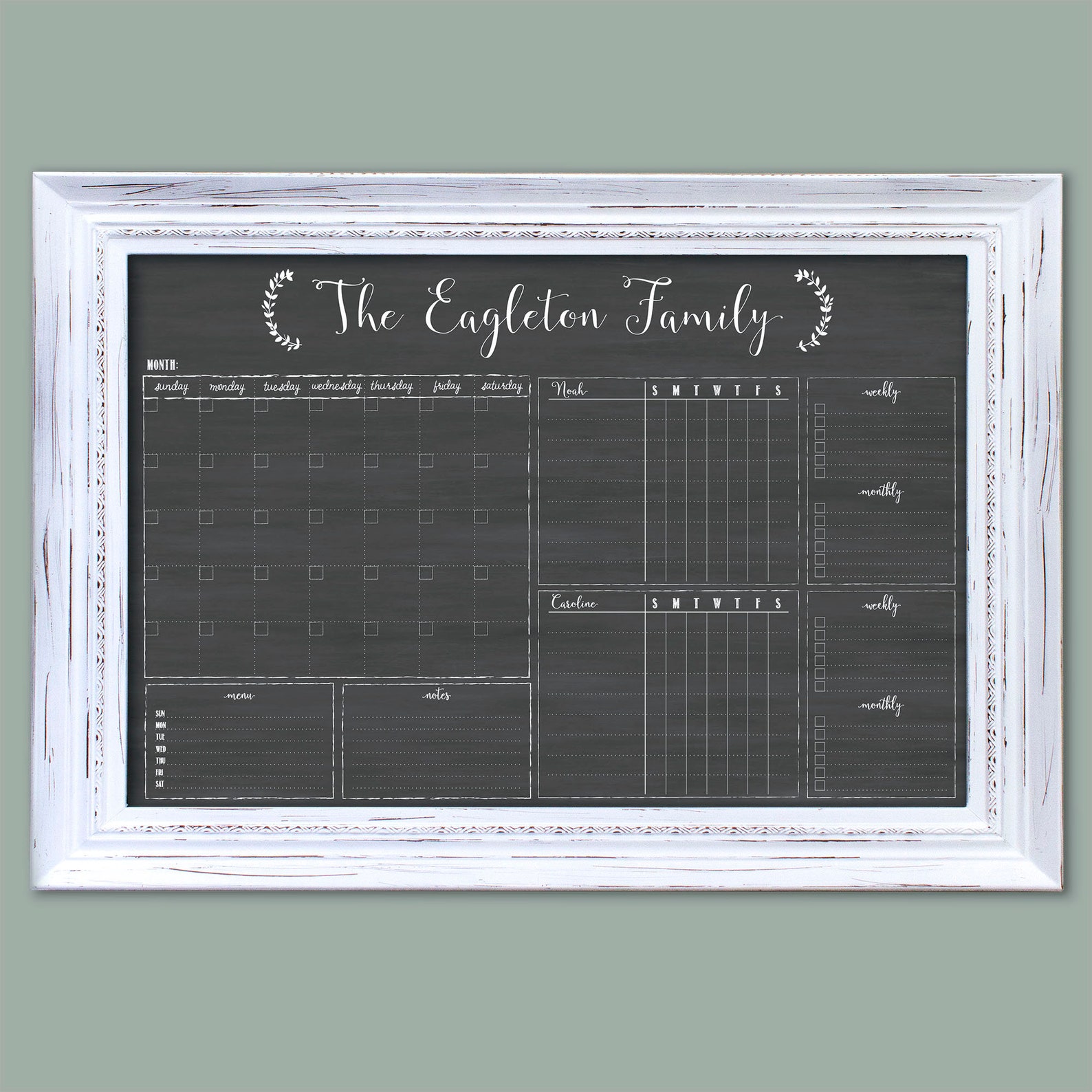 Large Personalized Family Command Center Monthly Calendar - Etsy