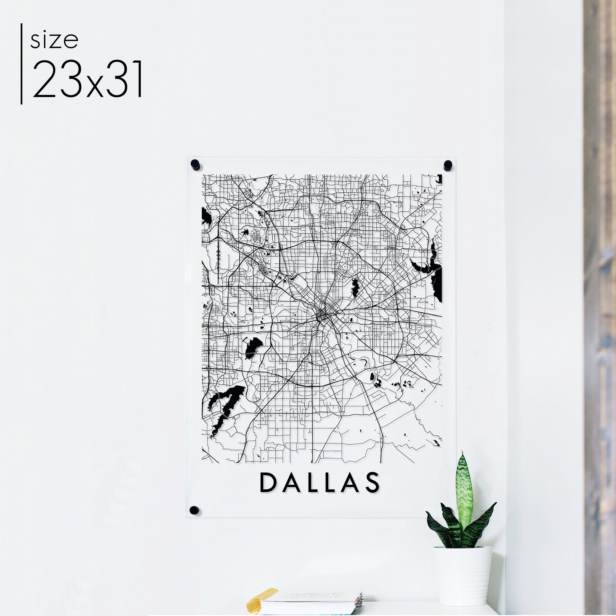 City Street Map of Dallas Printed on Acrylic Dallas Texas - Etsy