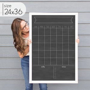 Minimalist Dry Erase Chalkboard Calendar W/ Customized Bottom Boxes - Etsy