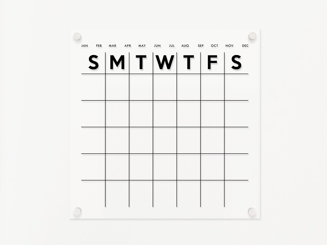 Square Acrylic Calendar, Dry Erase Wall Mounted Floating Month Calendar ...