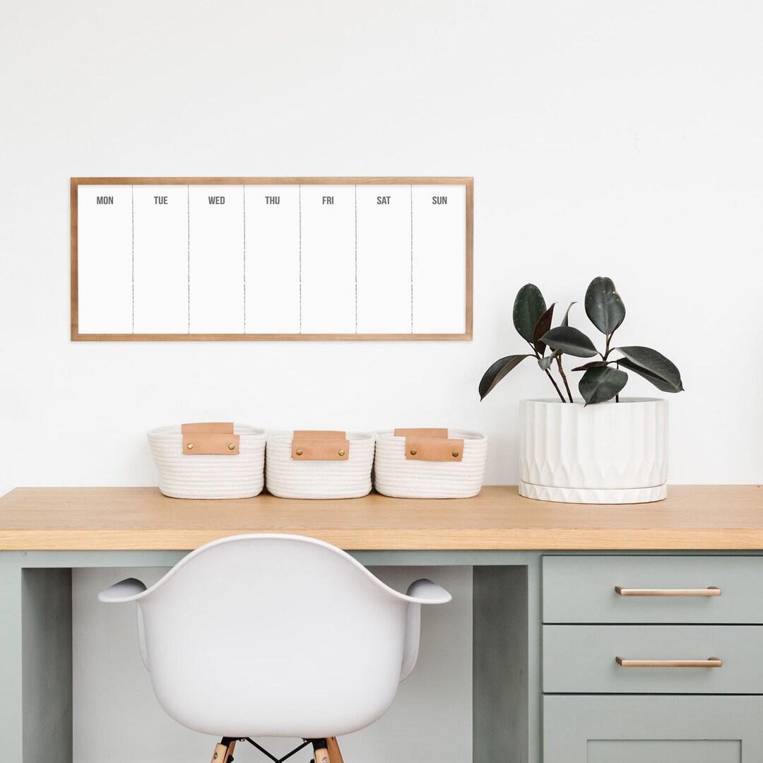 Weekly Calendar Dry Erase Weekly Whiteboard Framed Calendar in - Etsy