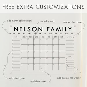Personalized Jade Green Acrylic Calendar for Wall Clear - Etsy