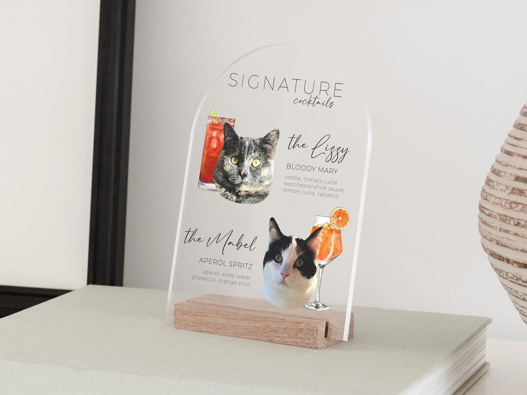Personalized Cat Signature Cocktail Sign on Clear Acrylic ...