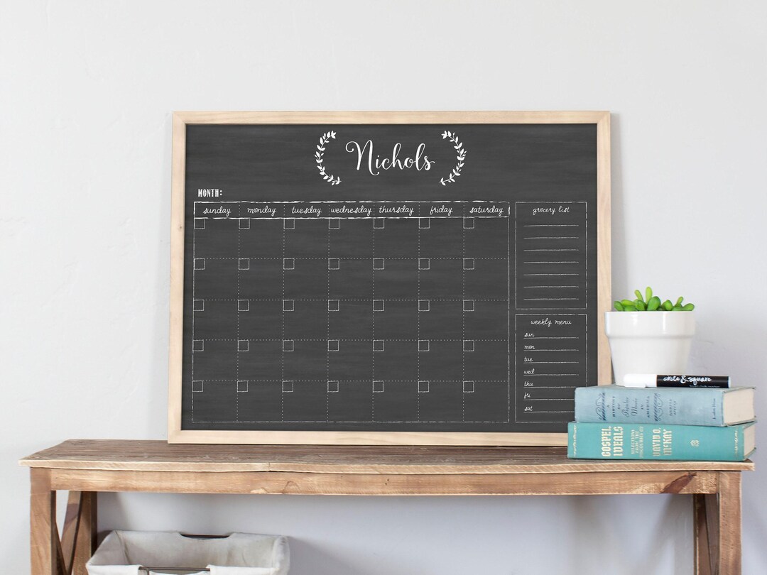 Chalkboard Calendar , Chalkboard Style Dry-erase Calendar , Custom ...