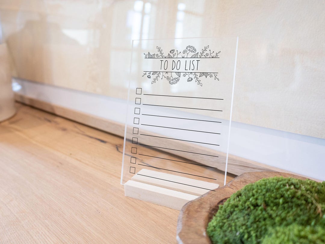 Personalized Acrylic Dry Erase to Do List With Woodstand for Office or ...