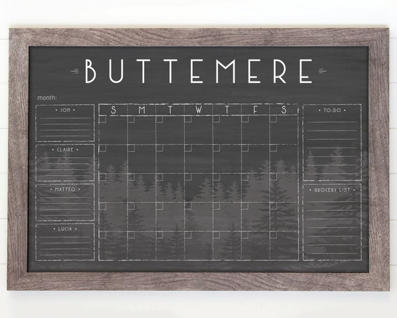 Cabin Style Calendar 24x36 w/ Pine Tree Background Family | Etsy