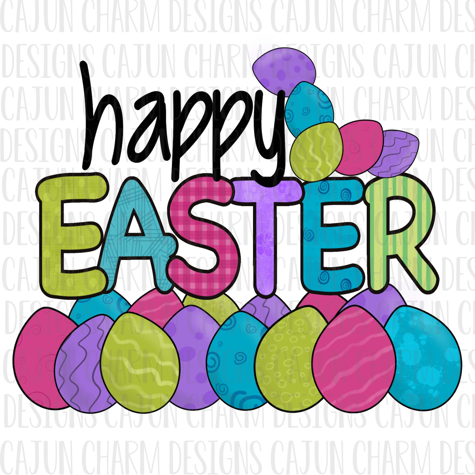 Happy Easter Easter Eggs Bright Colors PNG Sublimation File - Etsy