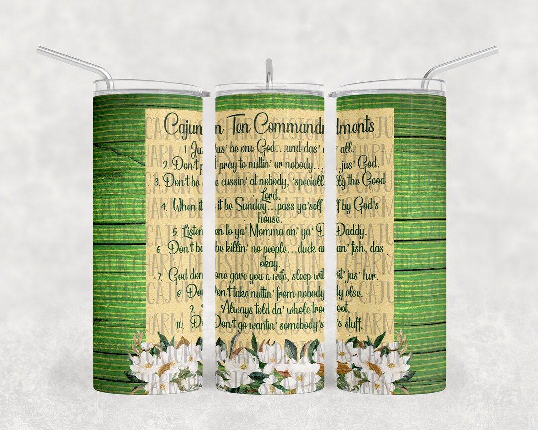 Cajun Ten Commandments PNG Sublimation Tumbler Wrap File - Etsy