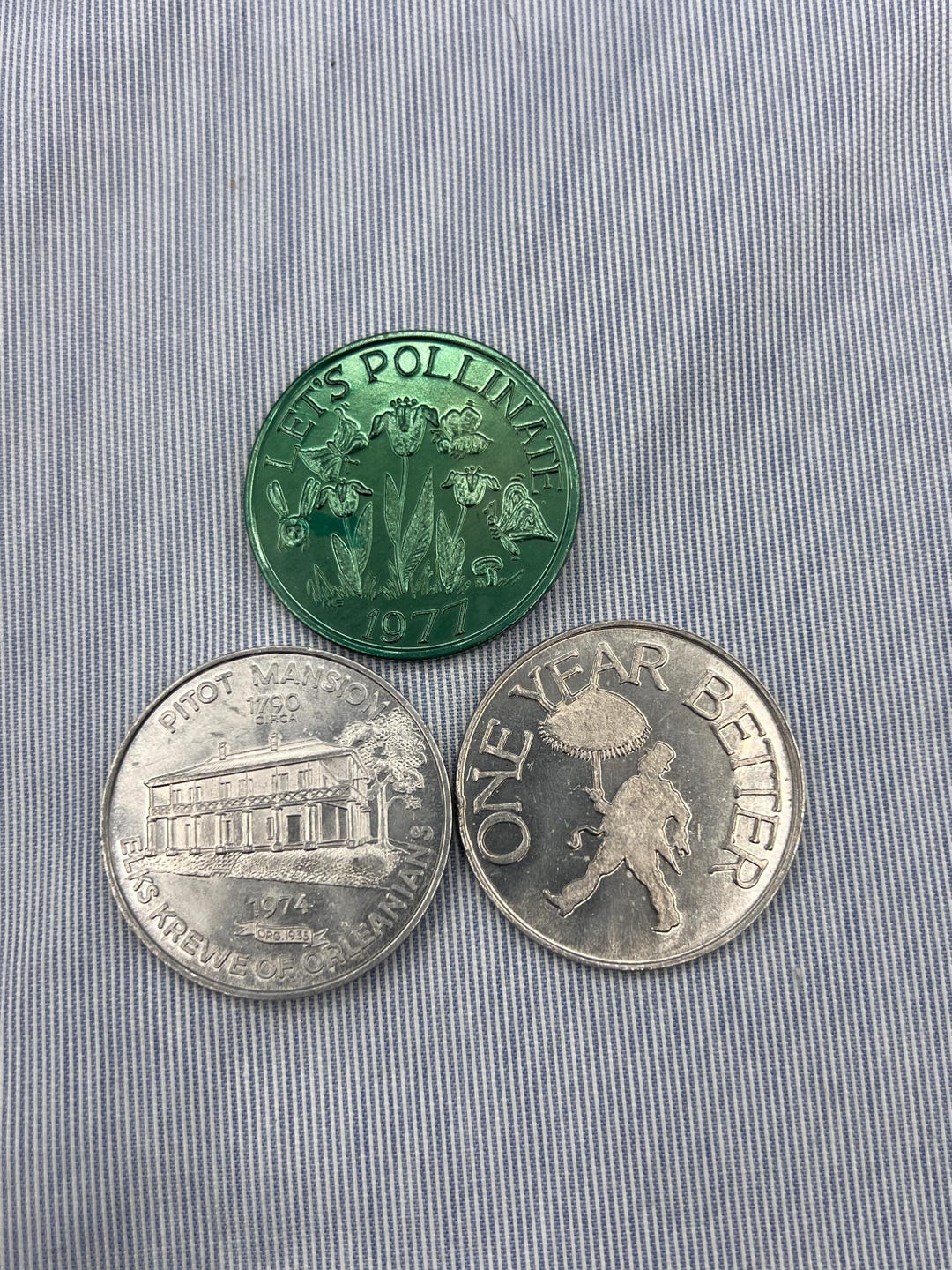 Three Vintage Mardi Gras Doubloons/tokens - From the 1970's Green and ...