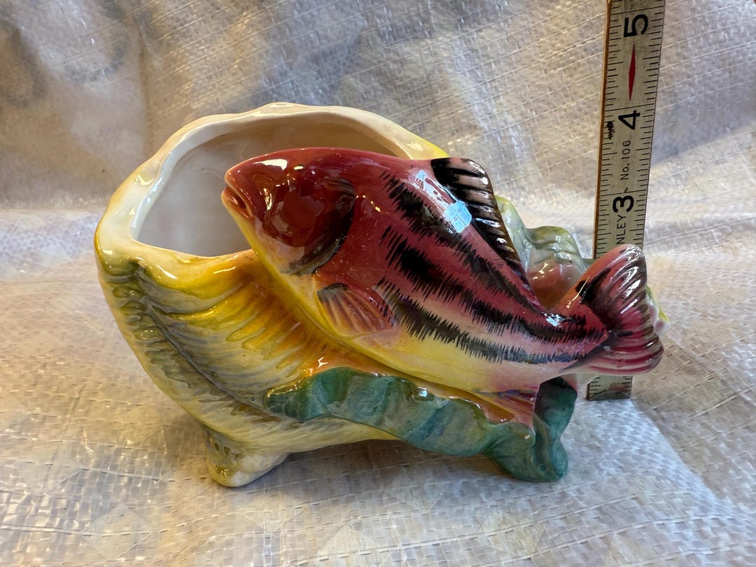 Vintage Frisco Fish and Shell Pottery Planter - Iridescent Finish - Etsy