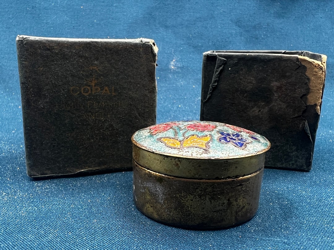 Vintage Copal Candle: Brass Tin With Enamel Paint, Original Box - Etsy
