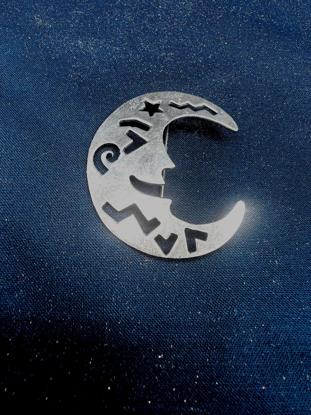 Vintage Sterling Silver Man in the Moon Pin - Etsy