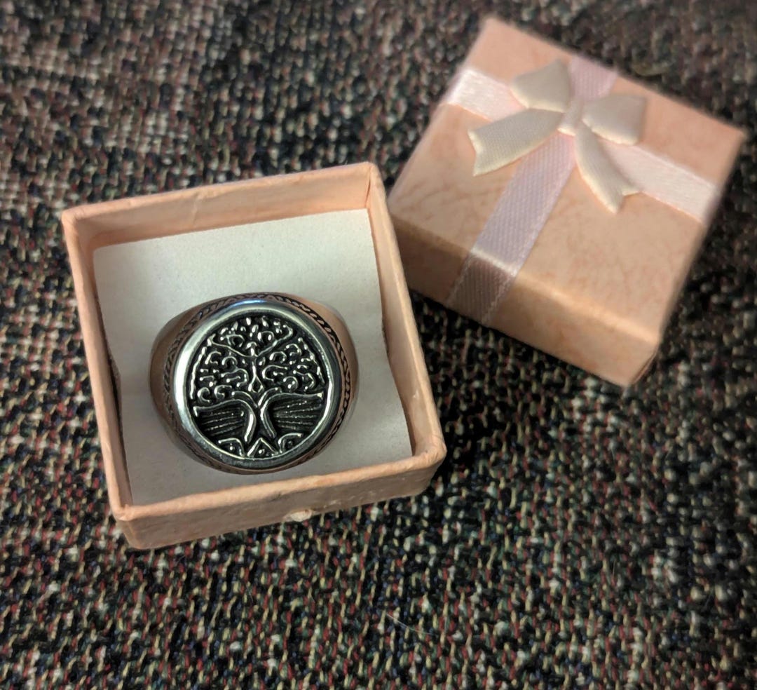 Classic Stainless Steel Tree of Life Signet Ring Sz 10~unisex - Etsy