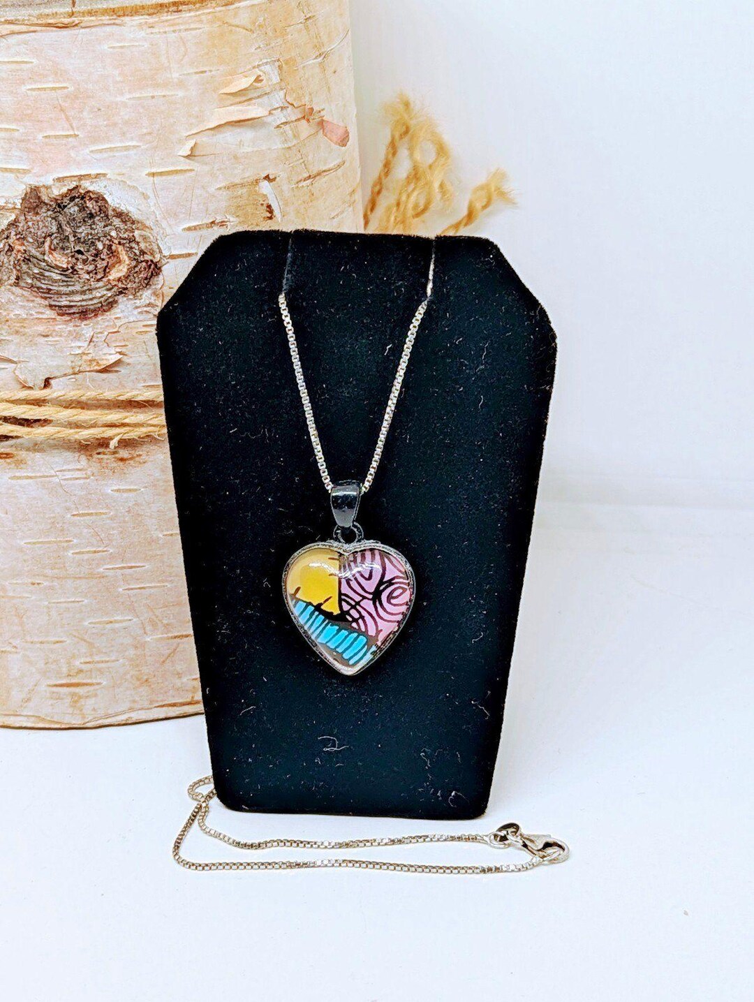 Disney Nightmare Before Christmas Sally Black Heart Pendant Silver Tone ...
