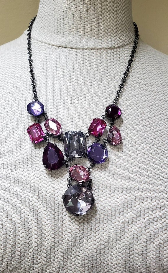 Vintage purple statement necklace - Gem