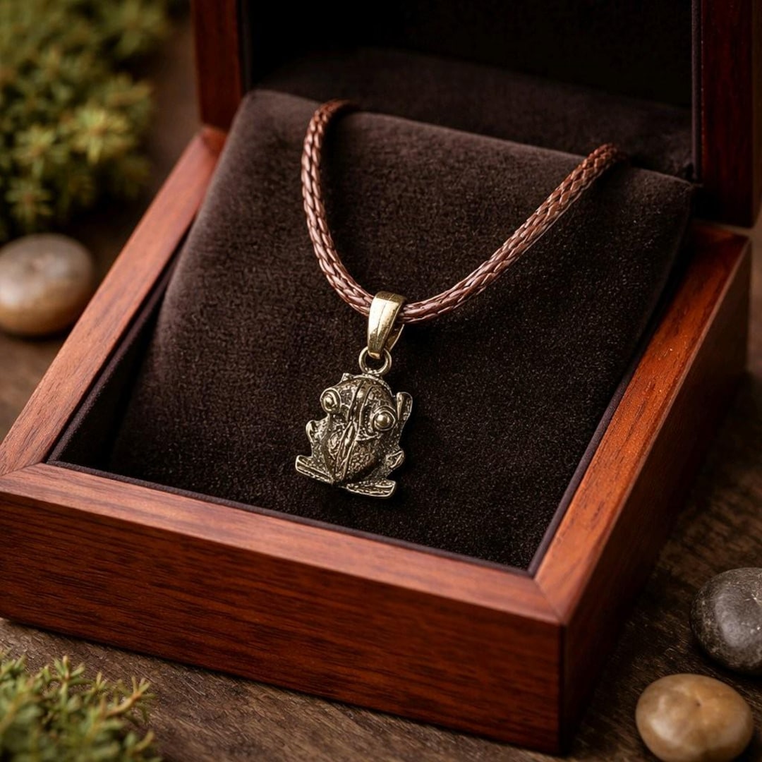Vintage Silver Toad Frog Charm Pendant Rope Necklace Handcrafted ...