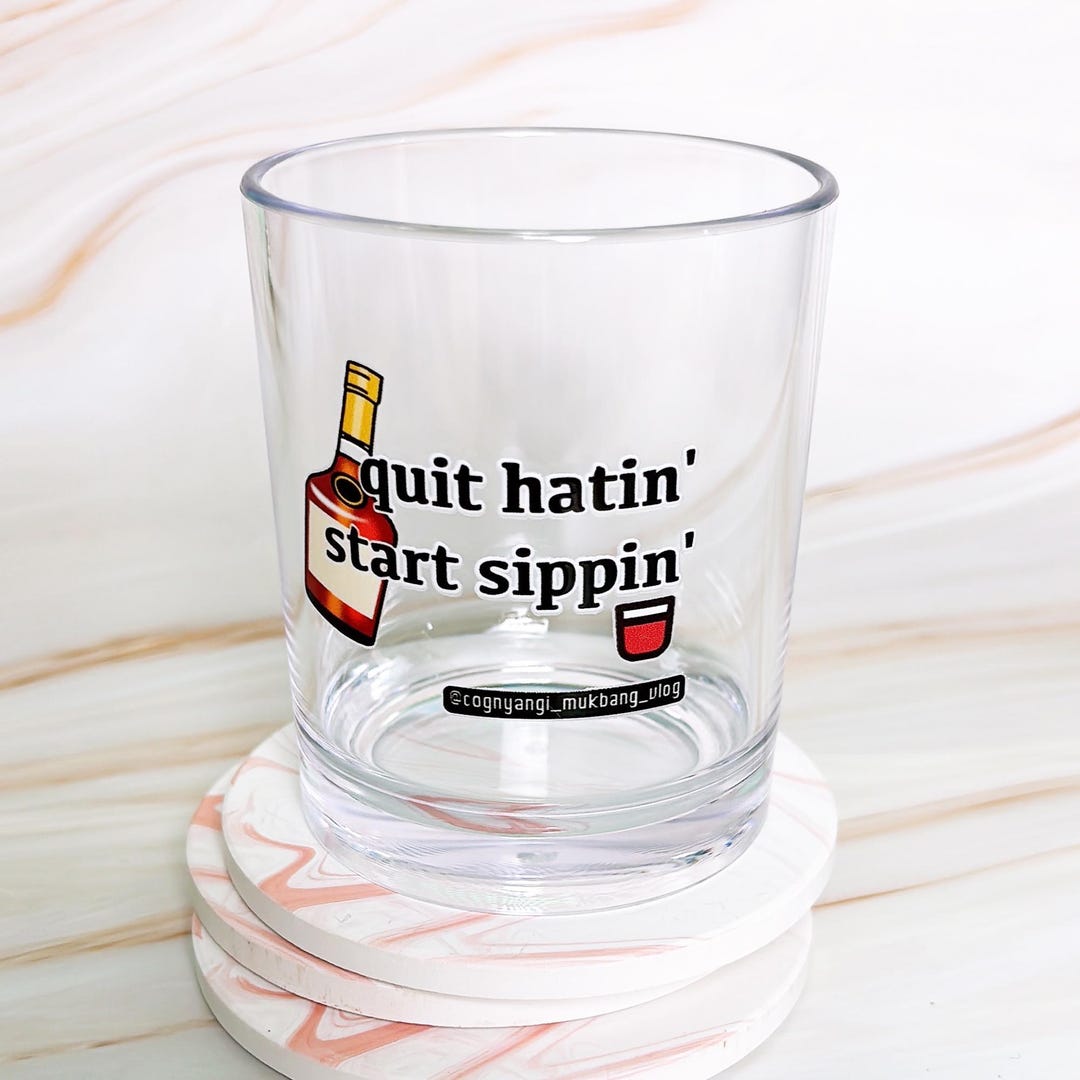 Quit Hatin' Start Sippin' Fun Text Unique Designed One of Kind Rock ...
