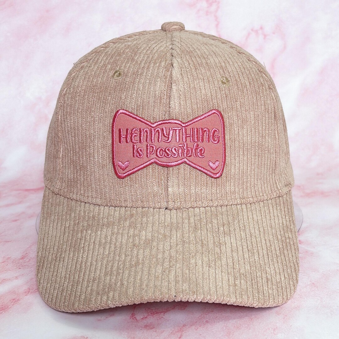 Hennything is Possible in Bow Shape Embroidered Patch Cozy Corduroy Cap ...