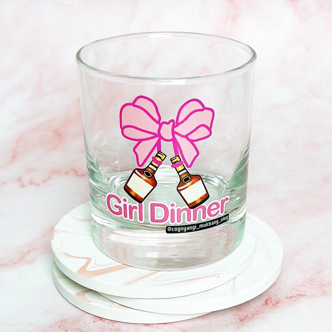 Girls' Drinking Glass Cup for Hennessy Lovers, Girl Dinner Text Ribbon ...