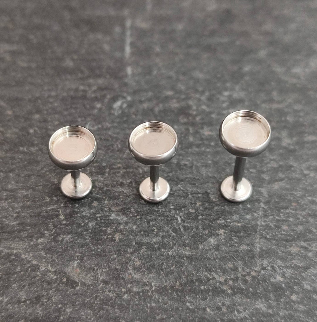 Surgical Steel Labret Bar: 5mm Cabochon Setting, 16/14 Gauge - Etsy