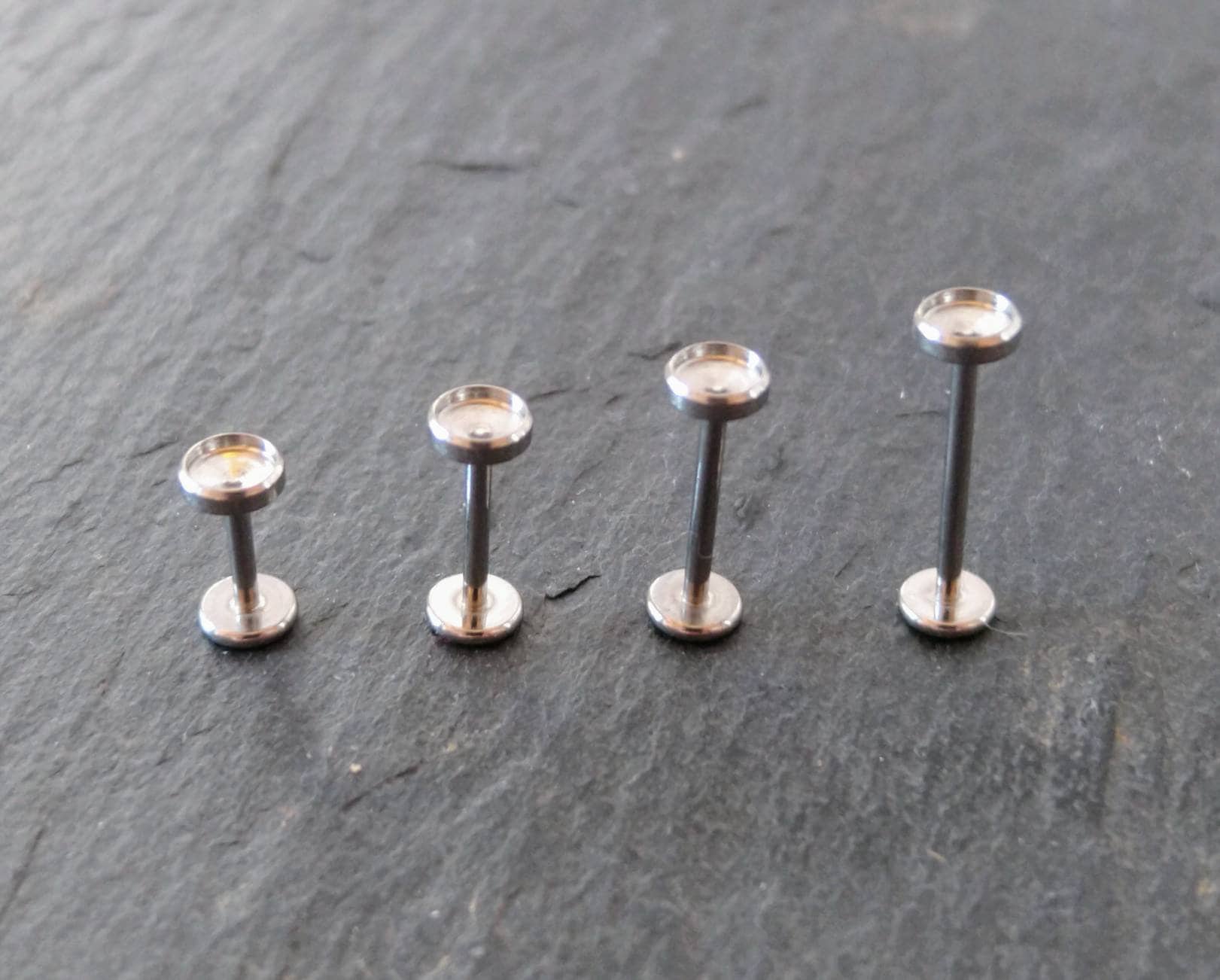 Labret Bar Blank Setting 316l Surgical Steel 18 Gauge 3mm Cabochon Gem ...