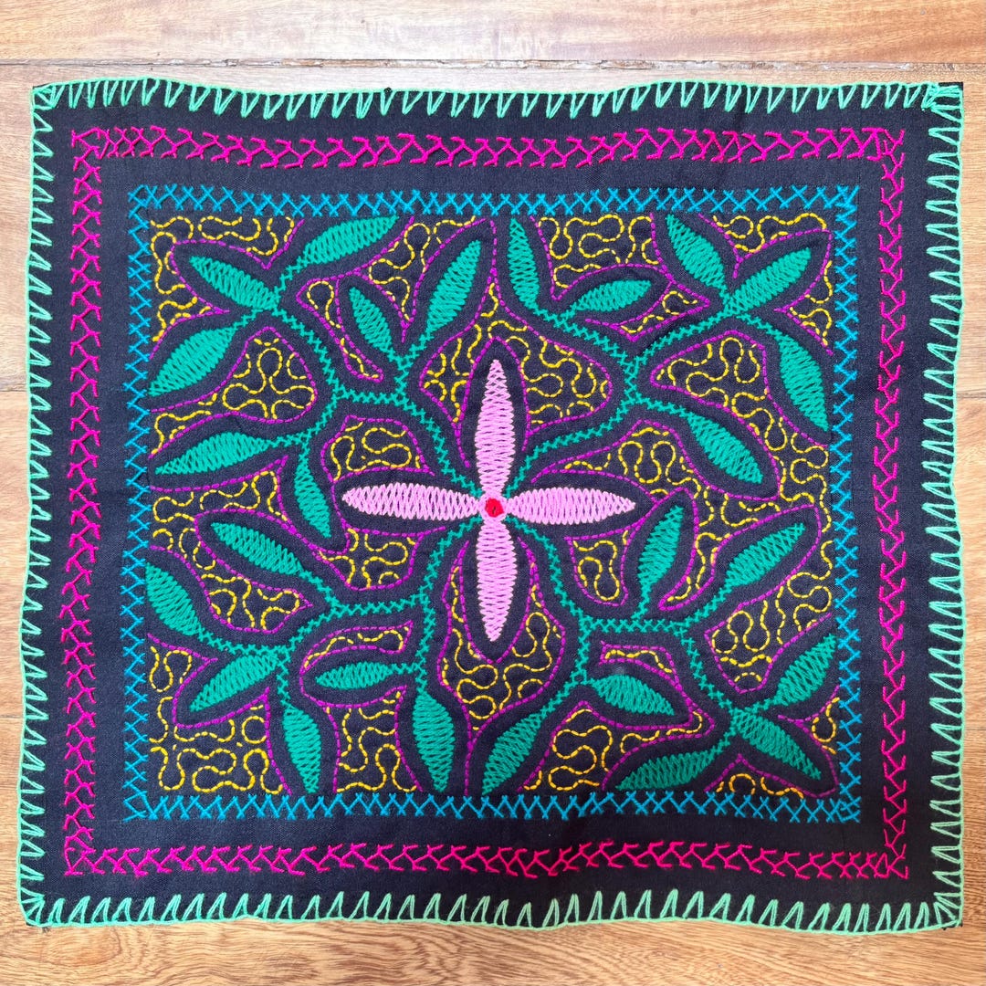 Shipibo Tapestry Flower Icaros De Rosa Sisa Hand Embroidered Woven ...