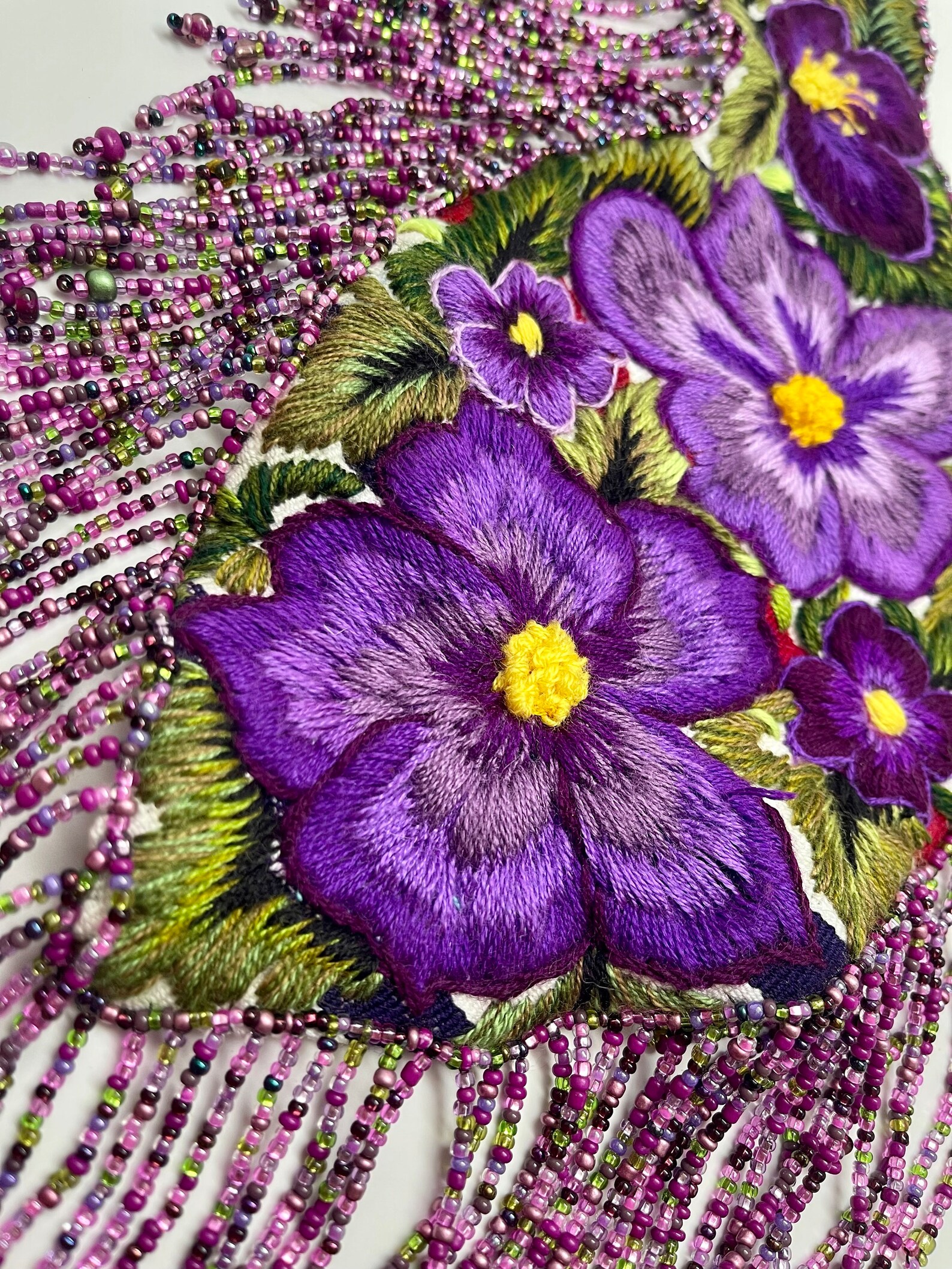 Goddess Violet Floral Hand Embroidered Ceremonial Collar Bib Necklace ...