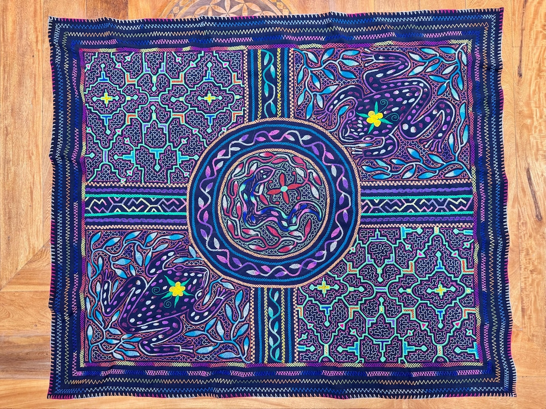 Shipibo Tapestry Large Ayahuasca Icaros Snake Frogs Visionary Hand ...