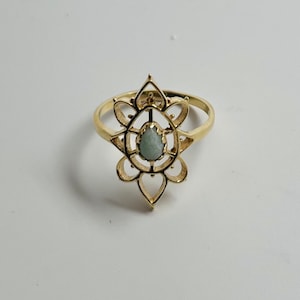 Lotus Goddess Gemstone Rings Moonstone, Garnet or Aquamarine - Etsy
