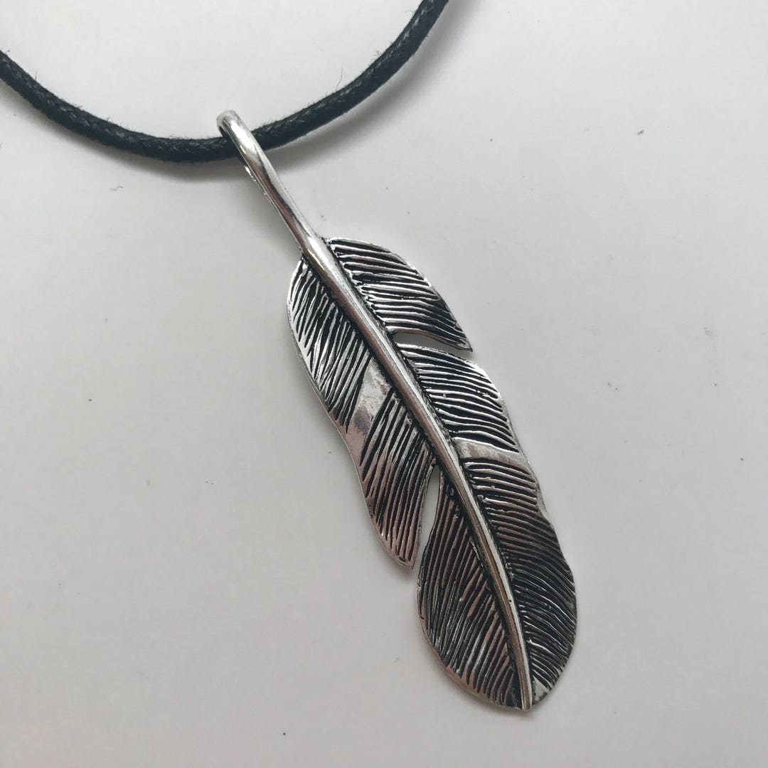 Sacred Feather Pendant Necklace on Cotton Cord - Etsy