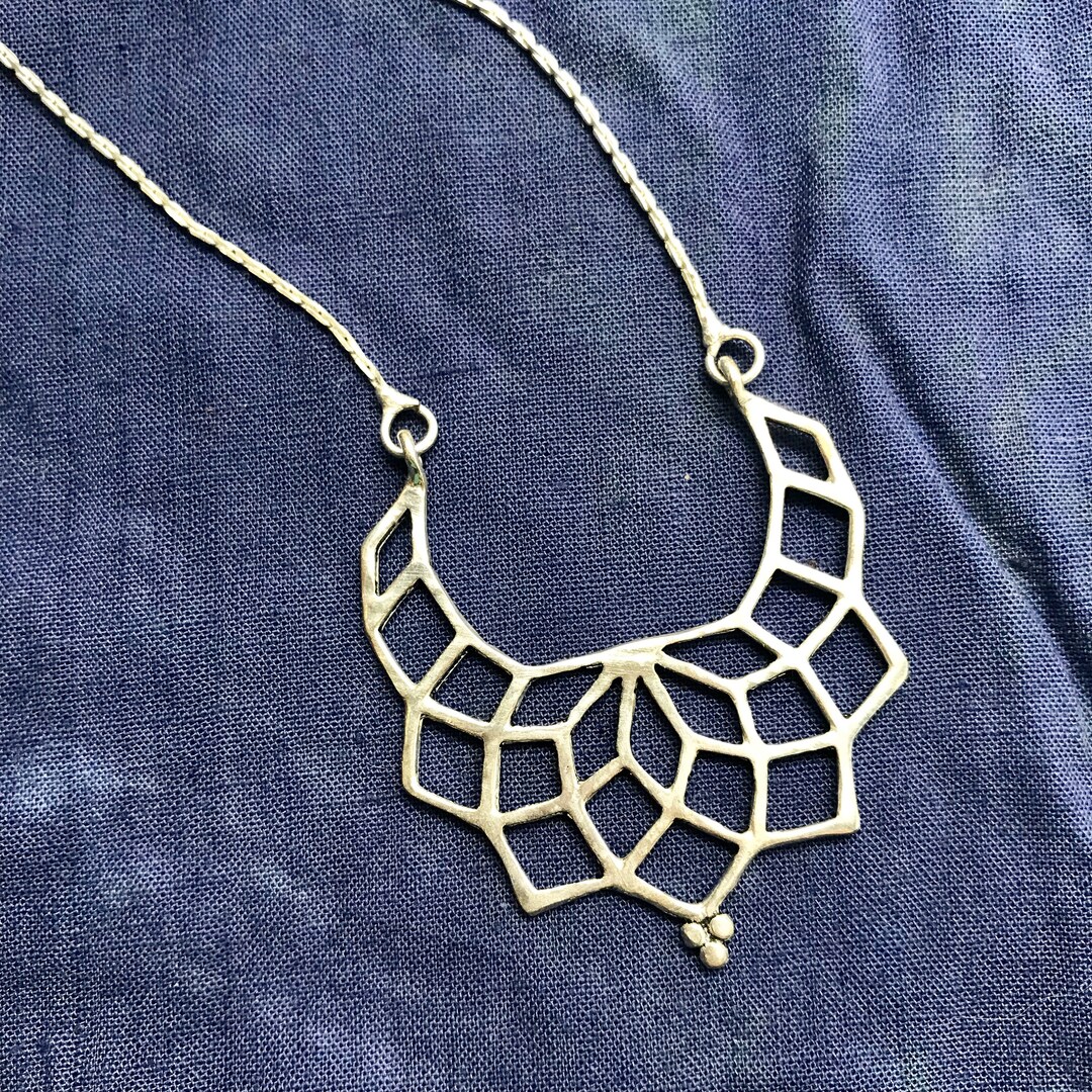 Flower of Life Web Long Chain Pendant Necklace Brass or Silver - Etsy