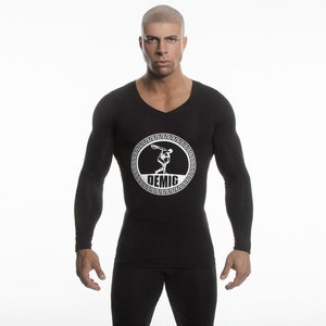 DEMIG Mens Long Sleeve Shirts V Neck/ Gym, Bodybuilding & Running Gift ...