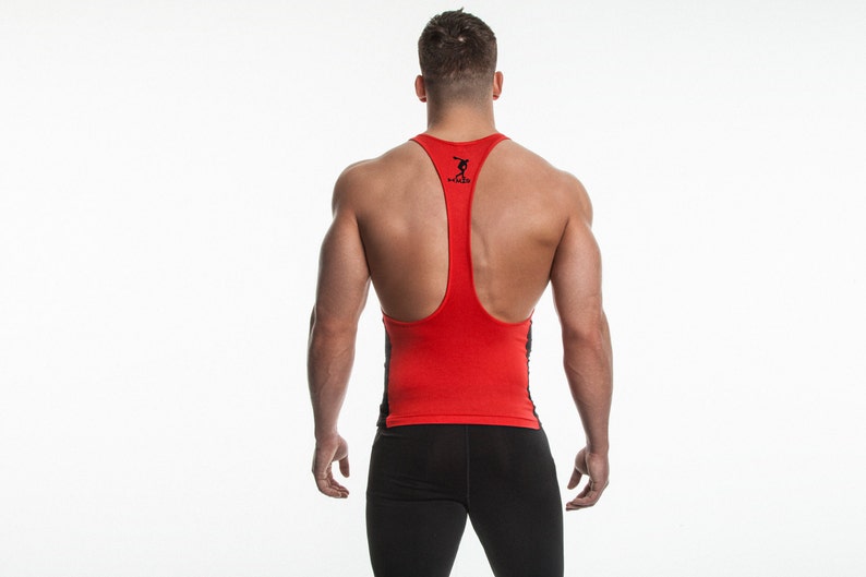 DEMIG Mens Bamboo Fitted Graphic Stringer Tank Tops DRIFIT Racerback ...