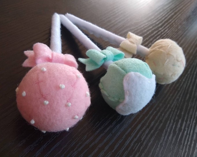 Felt Cake Pops, Felt Food Set, Felt Lollipops, Spring Toy, Summer Toy ...