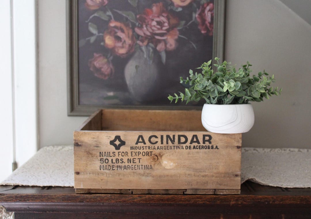Vintage Wood Nail Crate Industrial Wood Crate for Home Decor Storage - Etsy