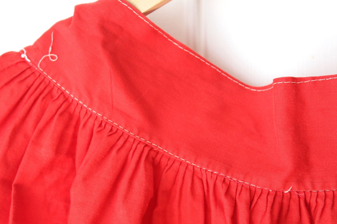 Vintage 70s Red Kitschy Kitchen Apron Longer Half Floral - Etsy