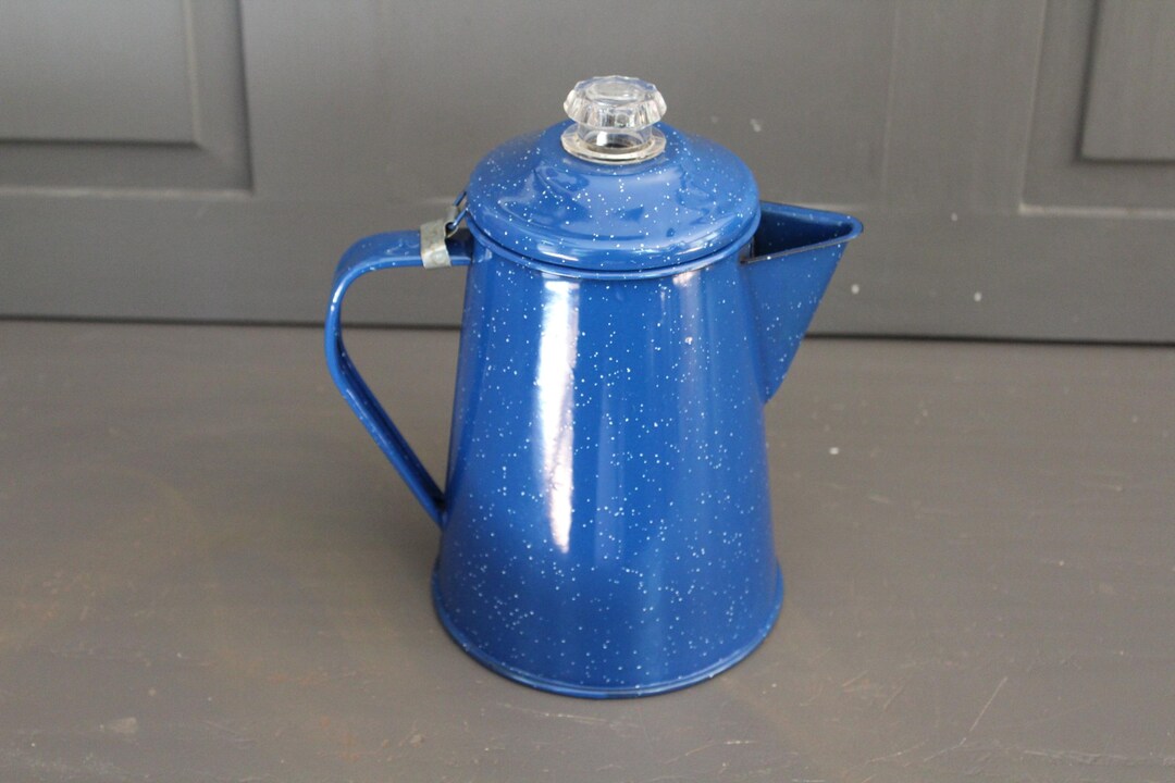 Vintage Dark Blue Speckled Enamel Percolator Coffee Maker - Etsy