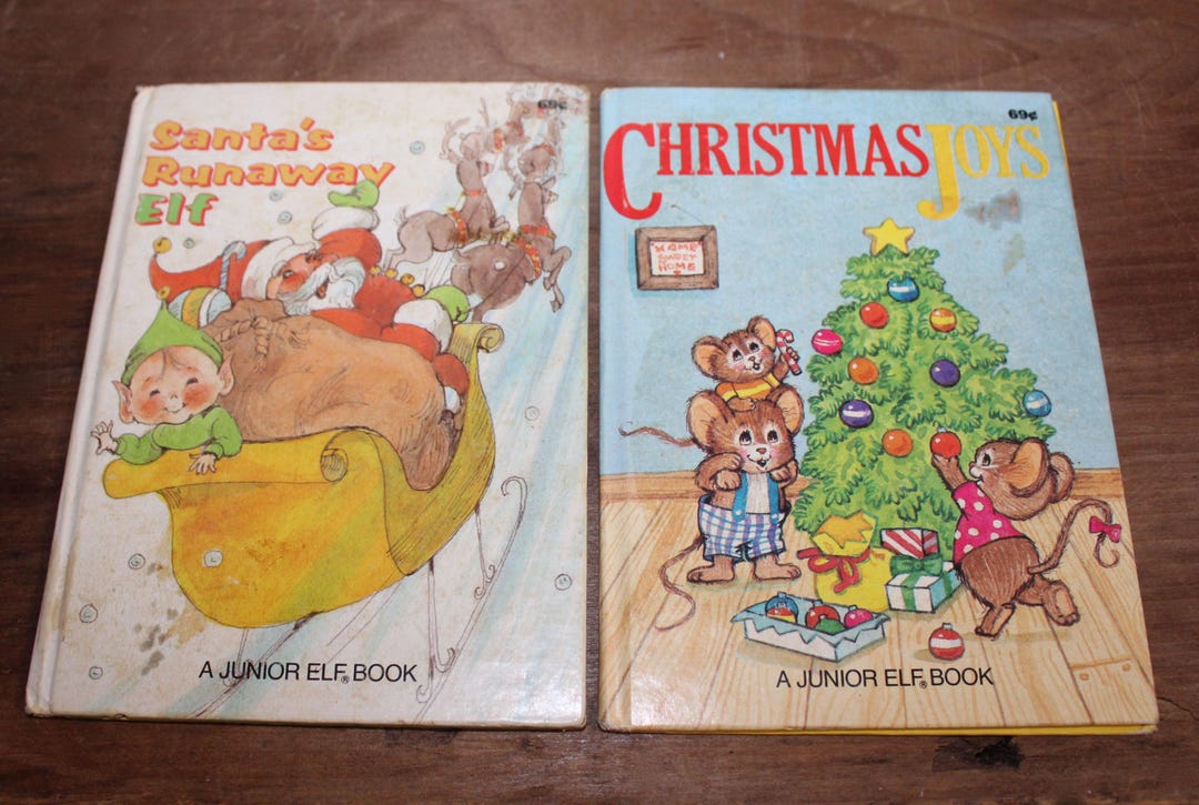 Two Vintage Junior Elf Books Santa's Runaway Elf & Christmas Joys ...