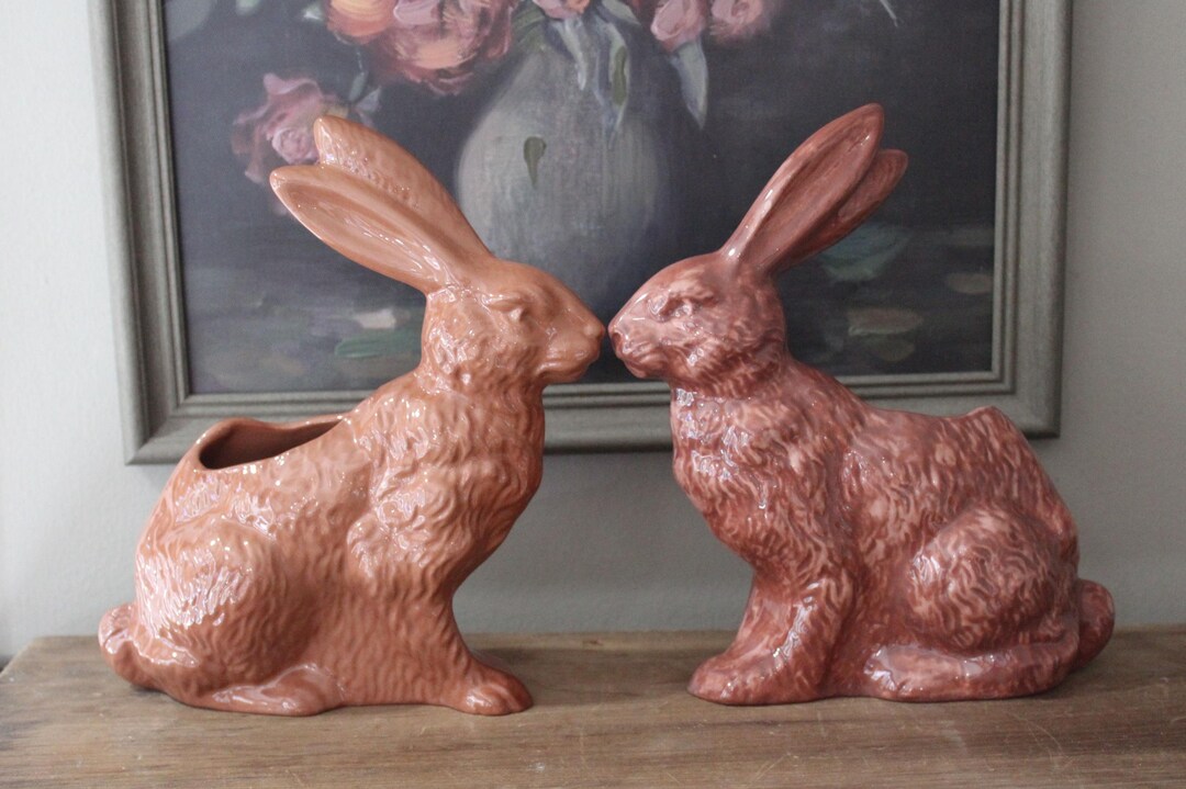 One Vintage Ceramic Bunny Planter Chocolate Ceramic Bunny Choice - Etsy