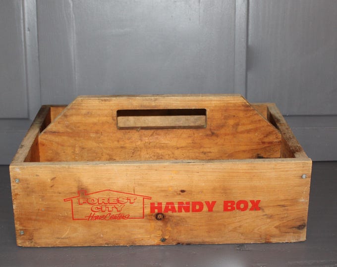Large Vintage Handy Box Solid Wood Tool Caddy Wooden Handled Box - Etsy