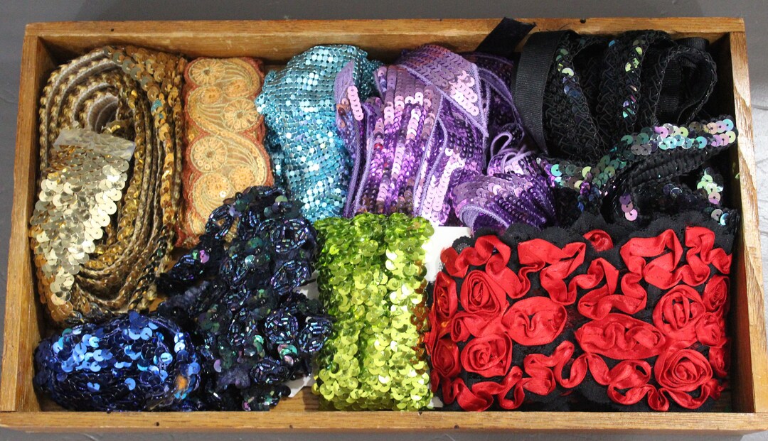 Large Lot of Misc Sequined and Shiny Trims Everything Pictured Nearly ...