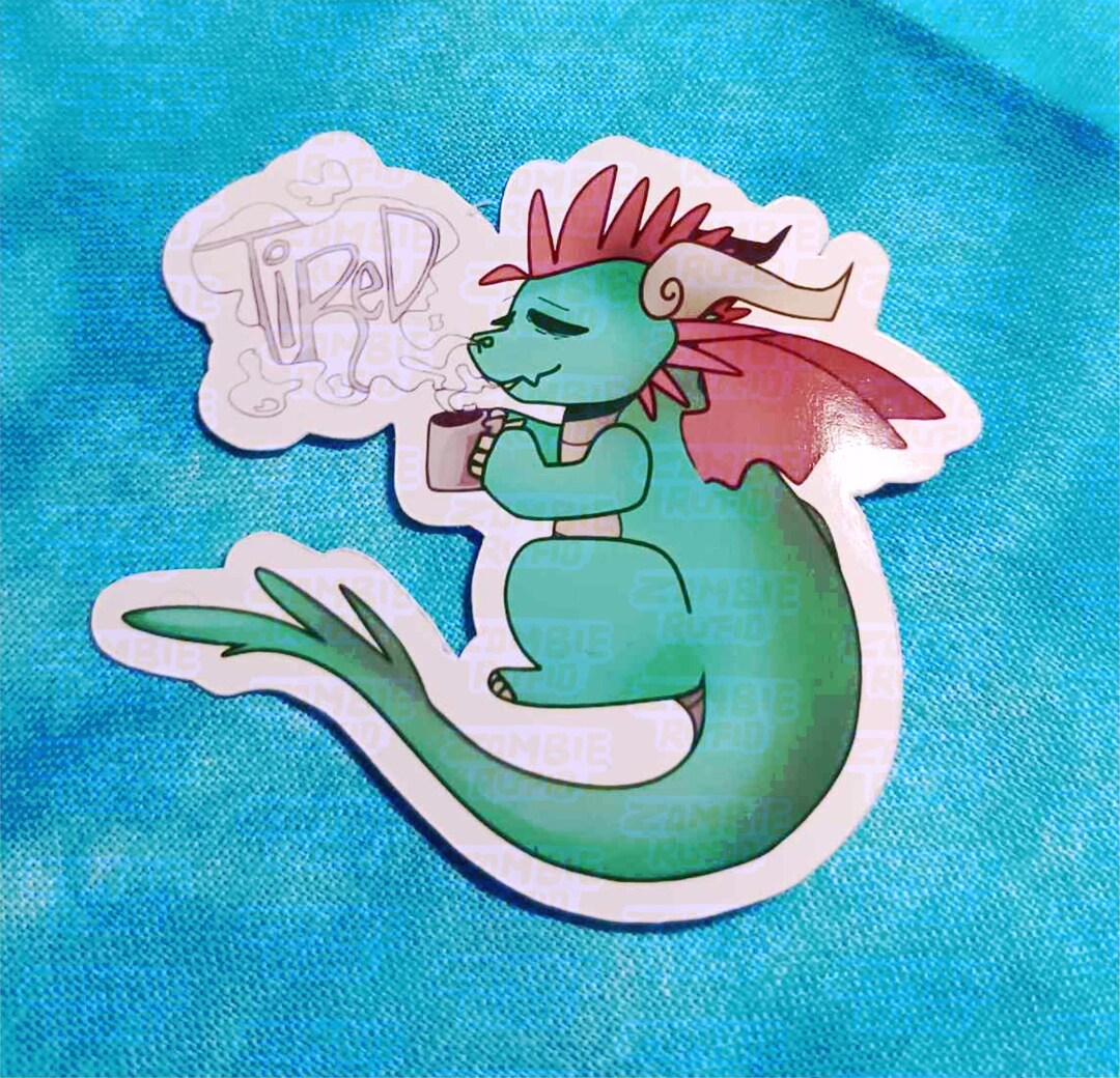 DROWSY DRAGON Furry Vinyl Sticker - Etsy