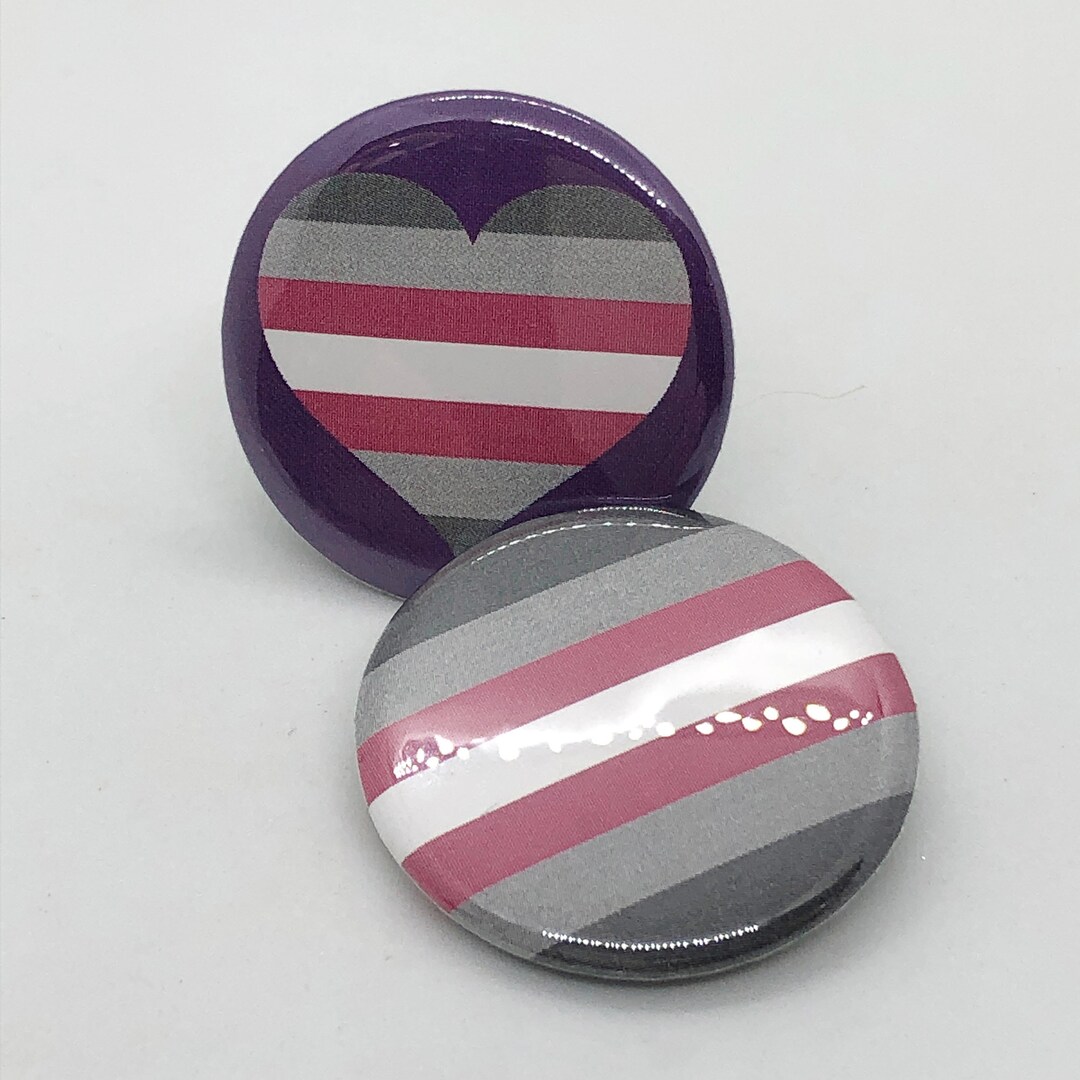 Demigender pink Flag or Heart 1 1/4 Inch Pin or Magnet or Keychain or ...