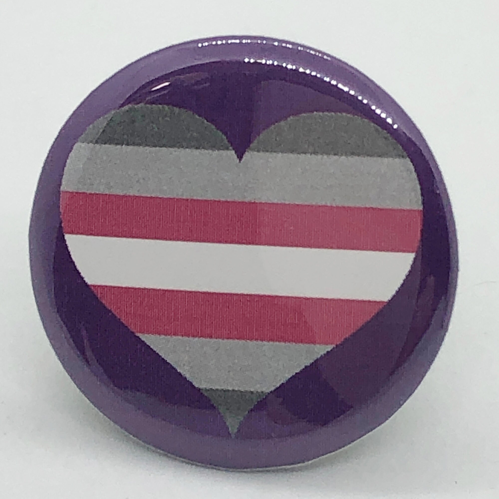 Demigender pink Flag or Heart 1 1/4 Inch Pin or Magnet or Keychain or ...