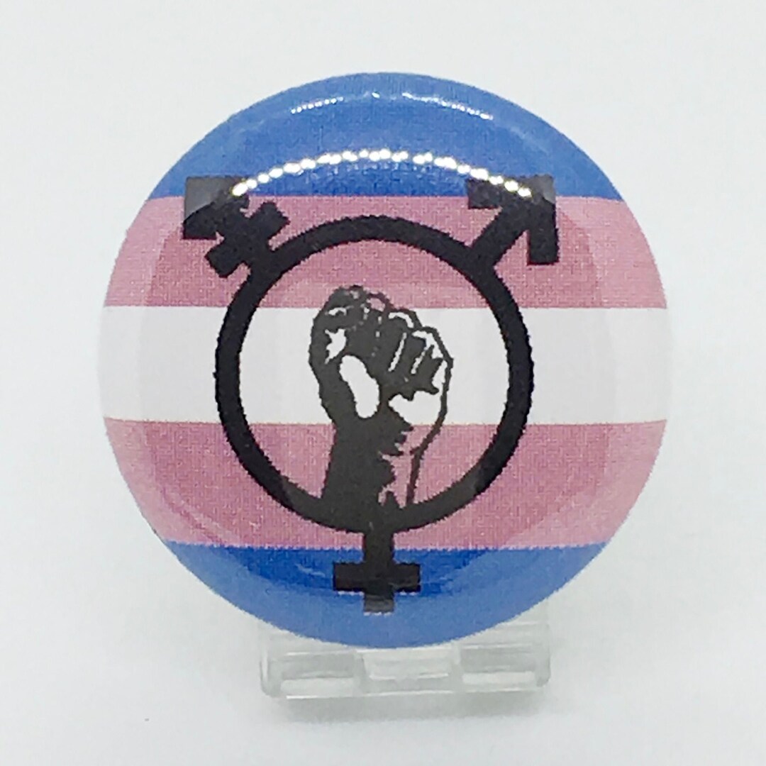 Trans Symbol and Fist transgender Flag 1 Inch Pin or - Etsy