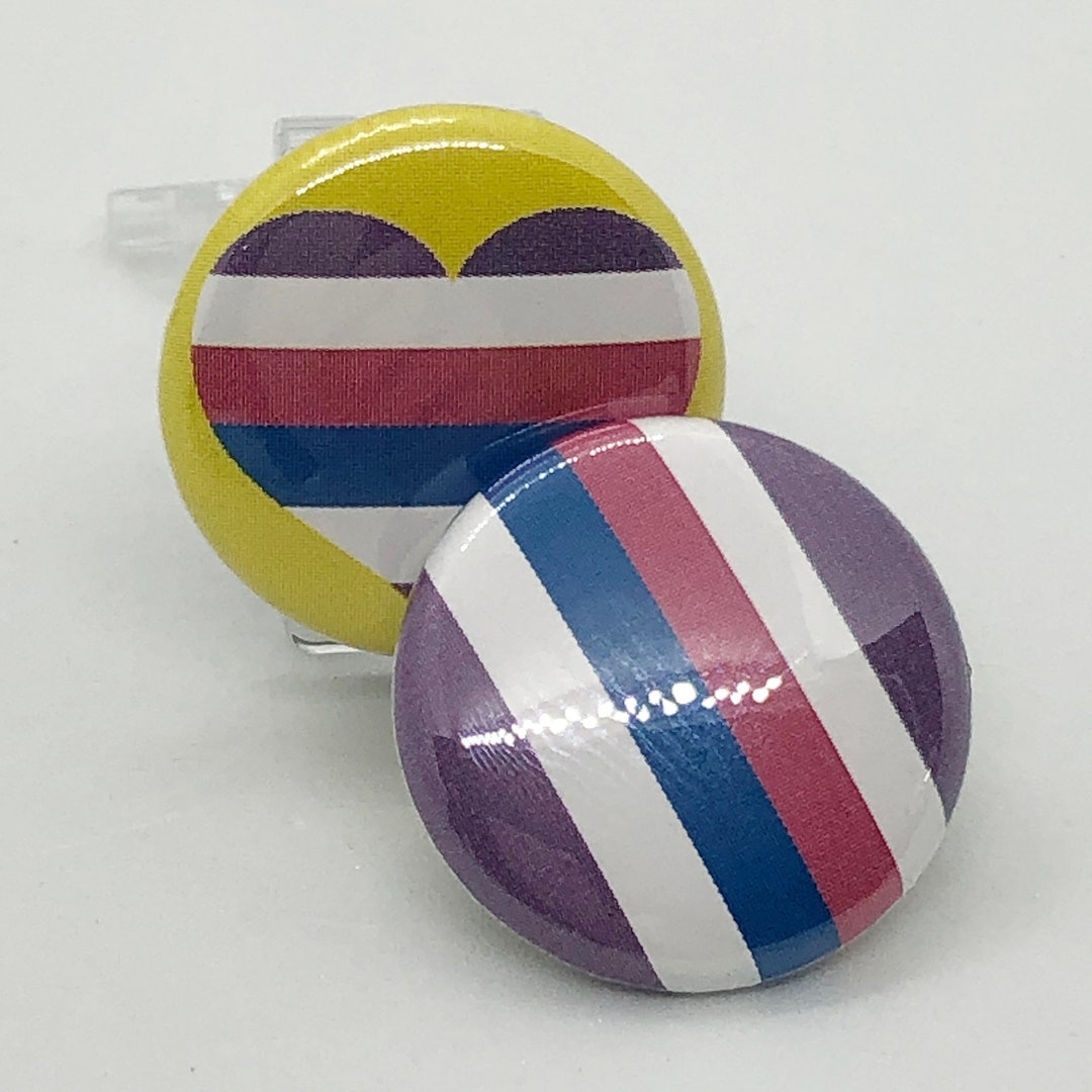 Bigender Flag or Heart 1 Inch Pin or Keychain or Zipper Pull-magnets ...
